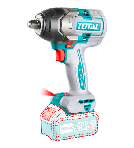 PISTOLA IMPACTO INALAMBRICA 1/2" 20V 850NM INCLUYE 2 BATERIAS 1 ...