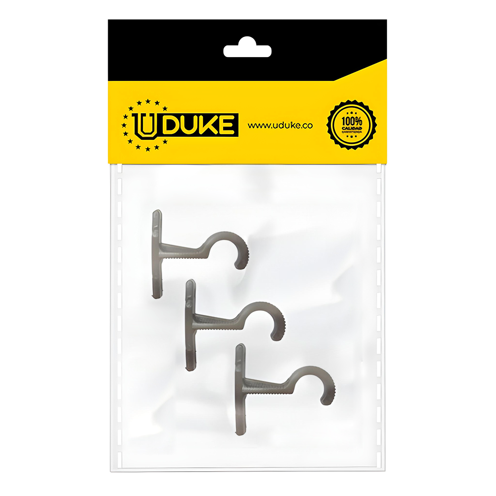 ACCESORIO CORTINERO SOPORTE MURO CAFE DE 1 PQT X 3 UDUKE | Distribuciones Hoyostools SAS