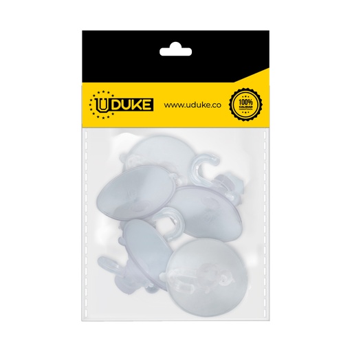 CHUPA ADHESIVA TRANSPARENTE # 3 CON GANCHO PQT X 5 UDUKE | Distribuciones Hoyostools SAS